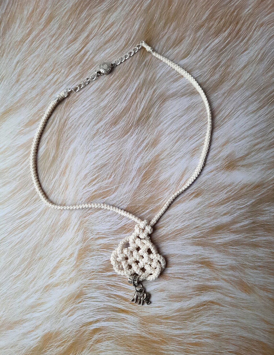 Crochet Cotton Necklace With Pendant, Handmade Choker, Knot for Luck - Etsy