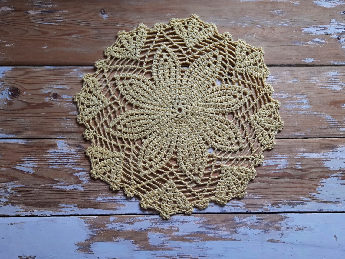 Crochet Cotton Doily: Light Yellow Round Tablecloth, Home Decor - Etsy