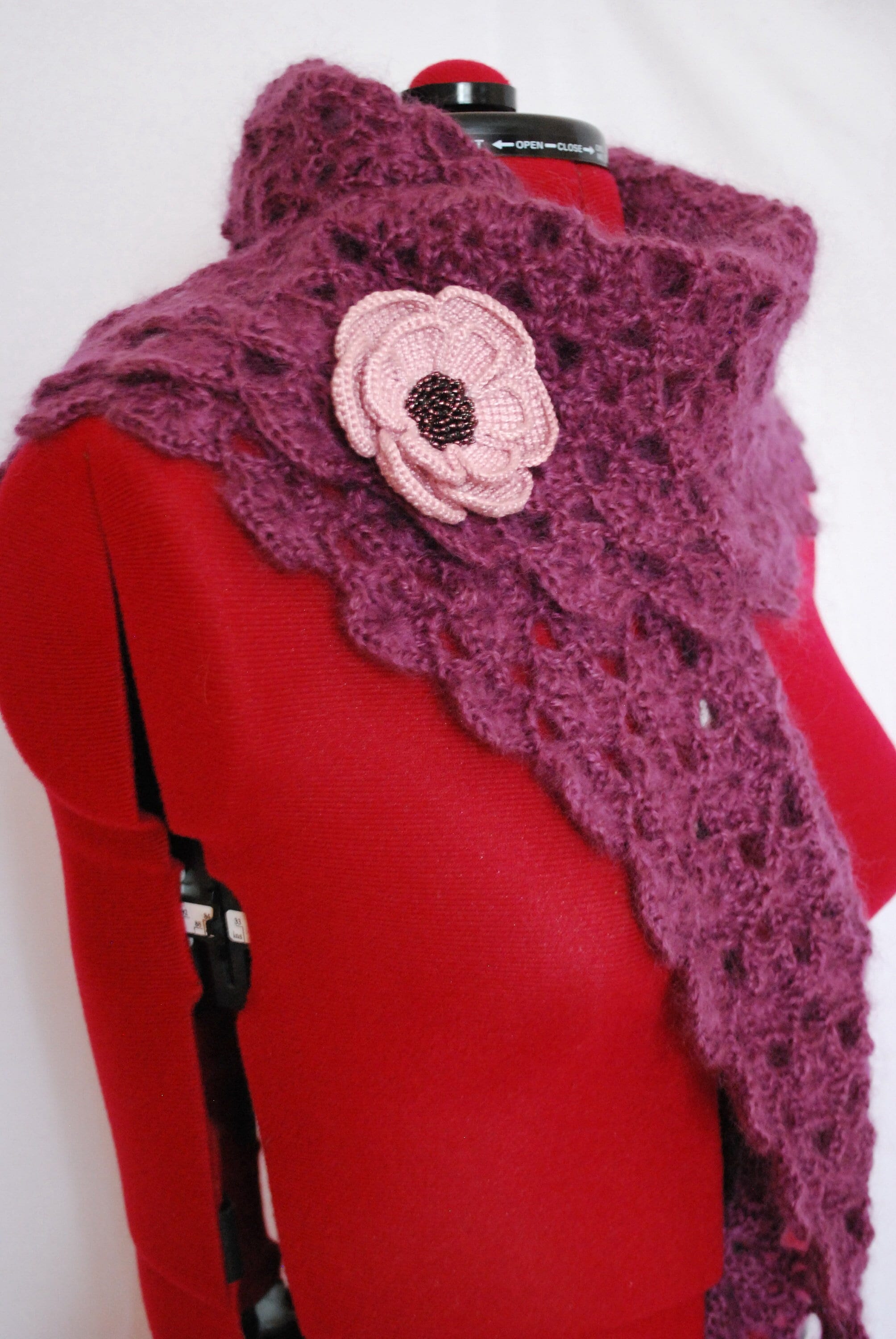 Crocheted Small Plum Lace Shawl, Plum Mohair Wrap, Triangle Baktus - Etsy