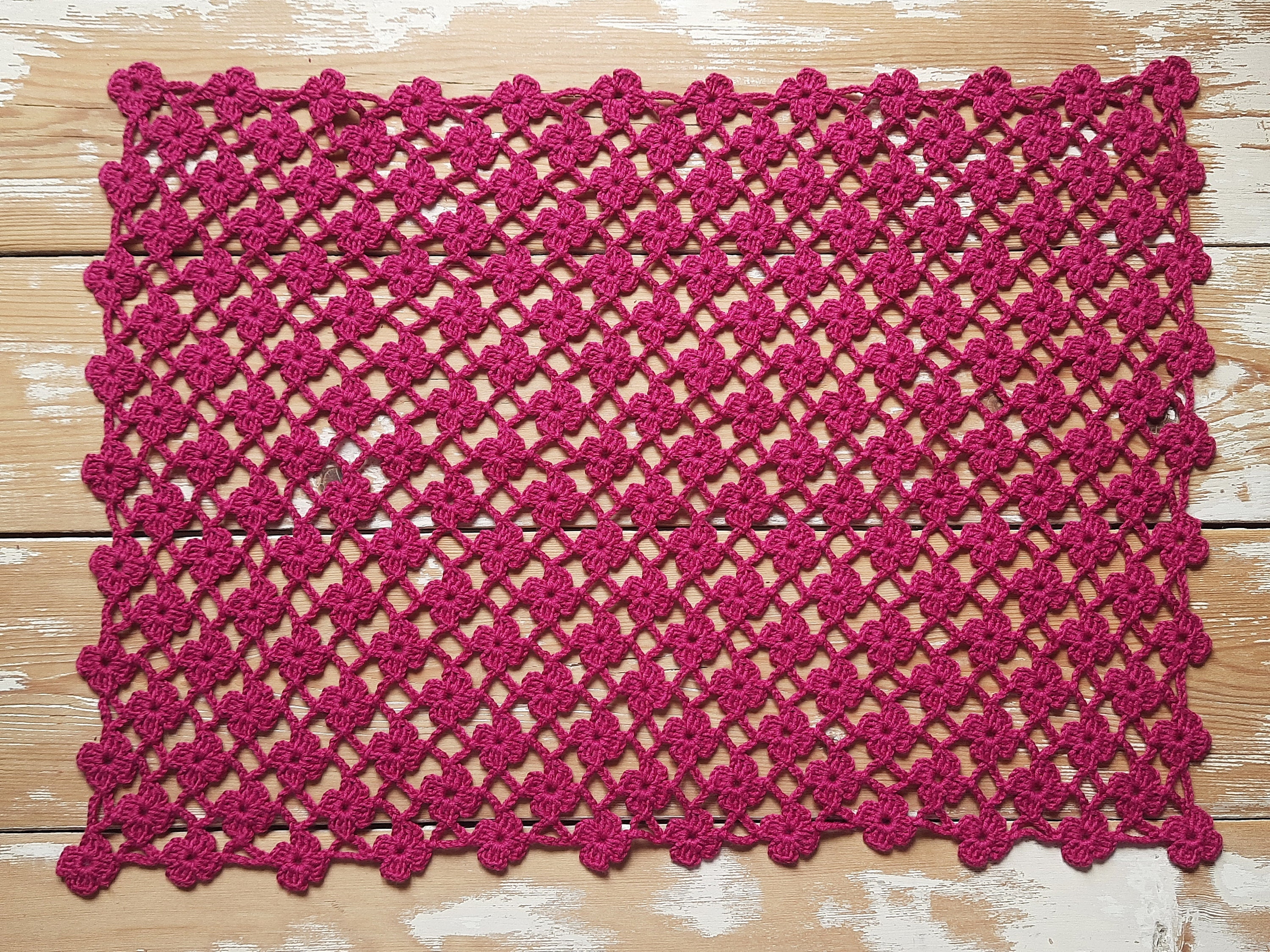 Magenta Crochet Doily: Rectangle Lace Cotton Decor - Etsy