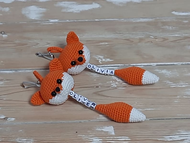 Crochet Fox Keychain, Small Fox Amigurumi Hanging, Bag Decor, Crochet ...