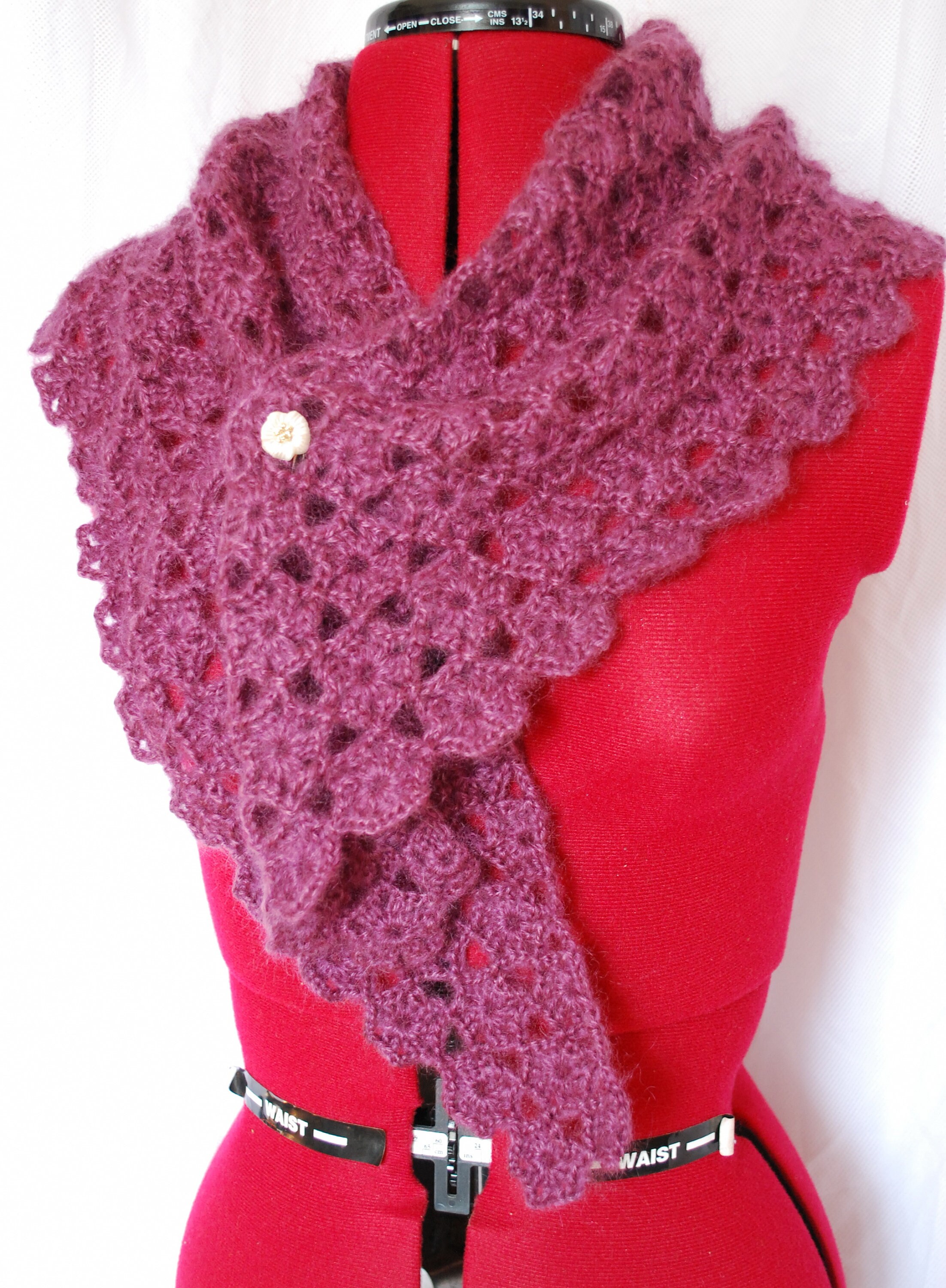 Crocheted Small Plum Lace Shawl, Plum Mohair Wrap, Triangle Baktus - Etsy