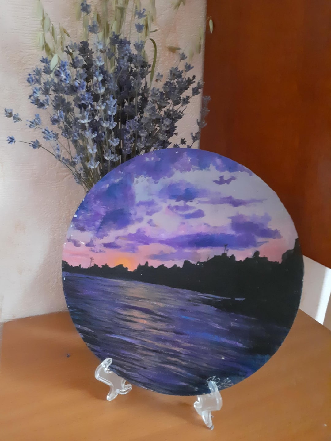 Small Acrylic Landscape Painting, Round Wall Decor (7.9 Inch) - Etsy
