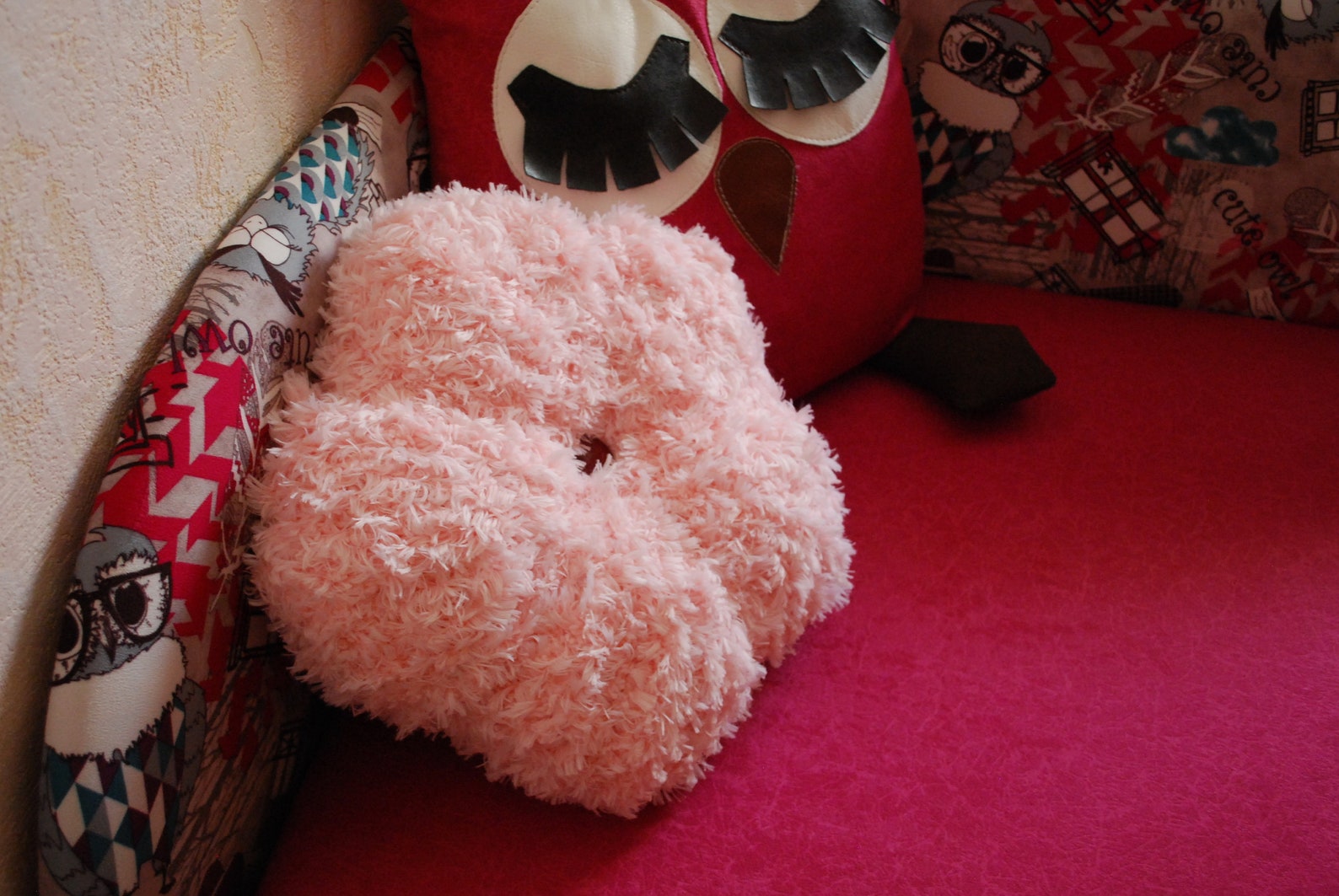 Light Pink Fluffy Pillow, Home Decor - Etsy