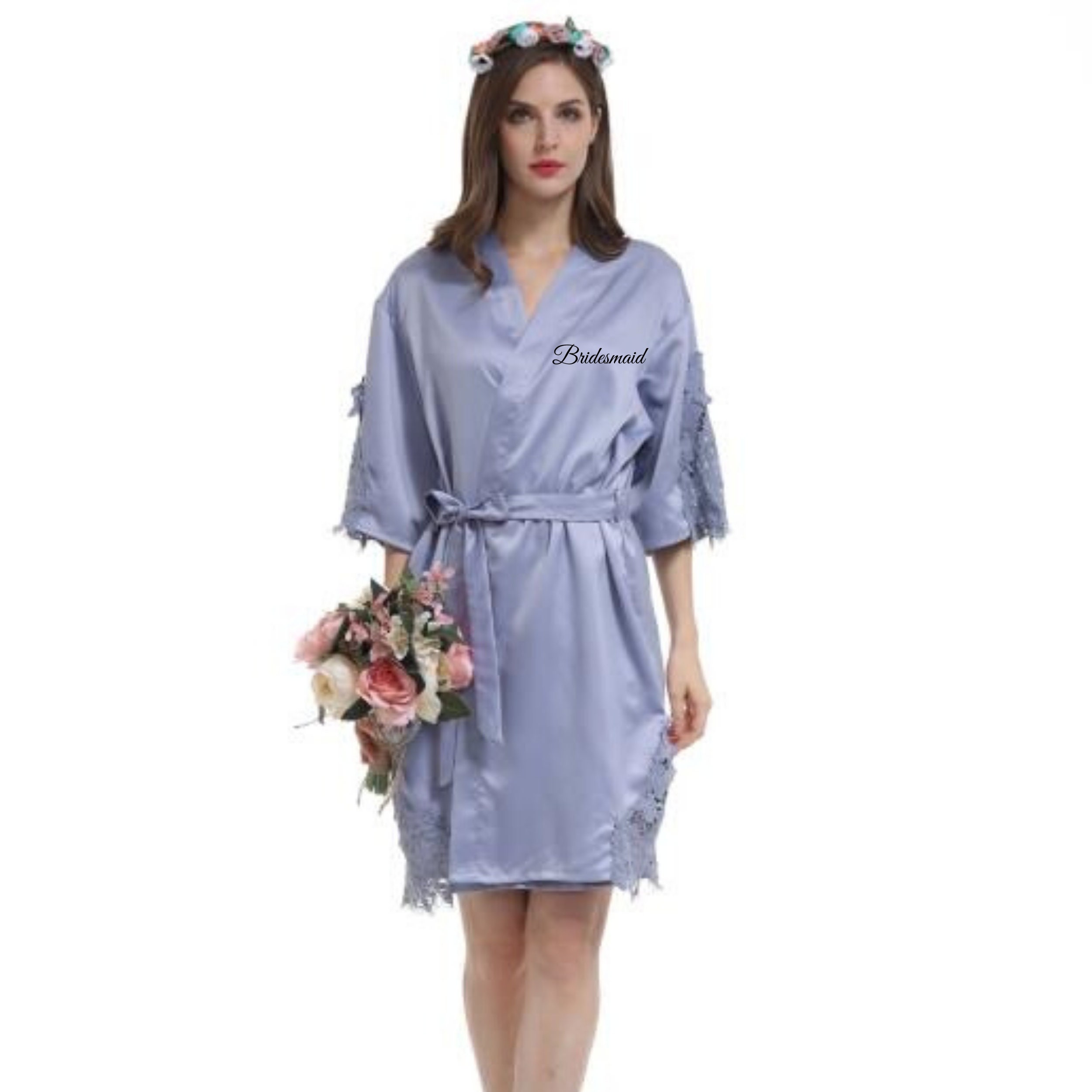 Light Blue Silk Bridal Robe Bridesmaid Gown Wedding Robes | Etsy