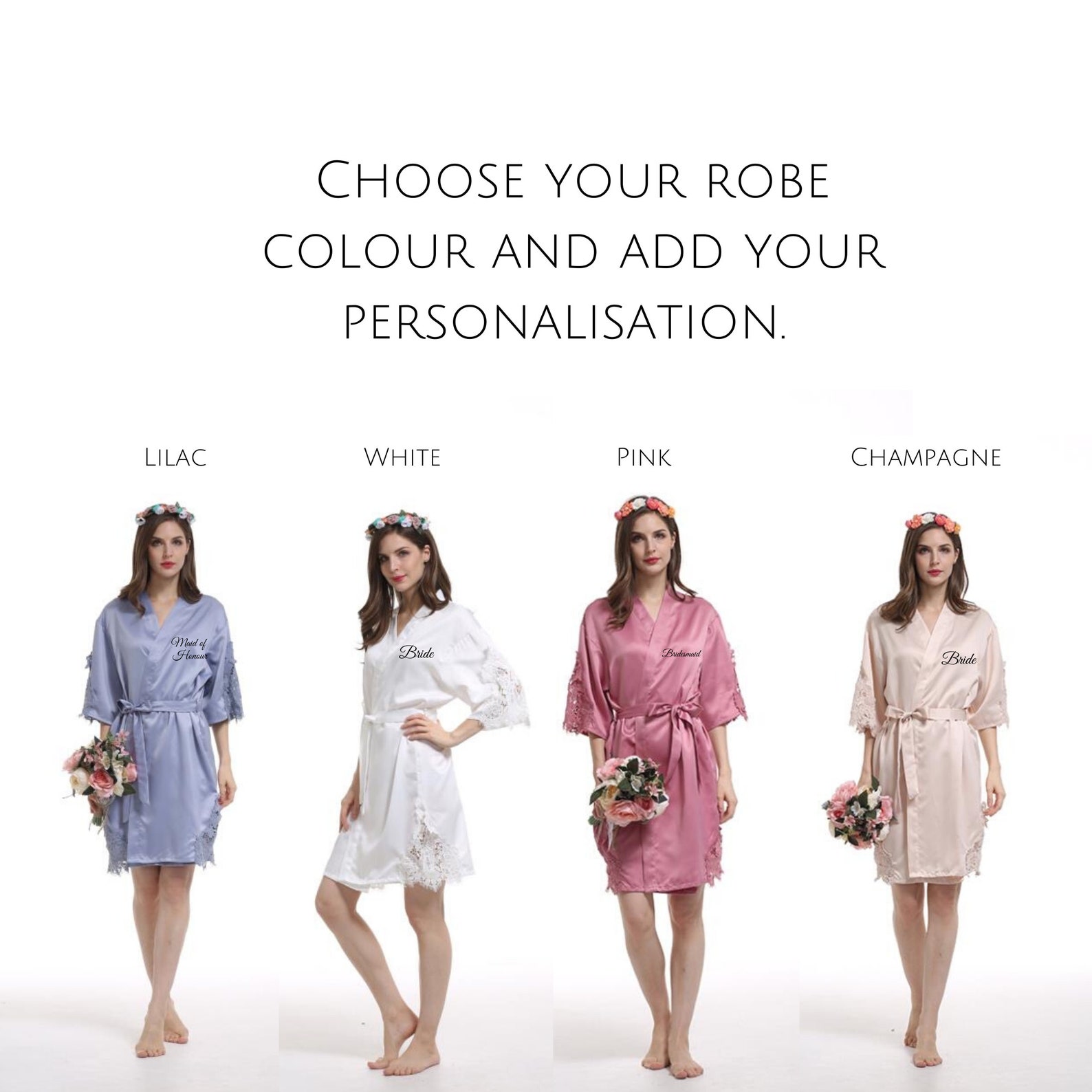 Pink Plain Silk Bridal Robe Bridesmaid Gown Wedding Robes | Etsy UK