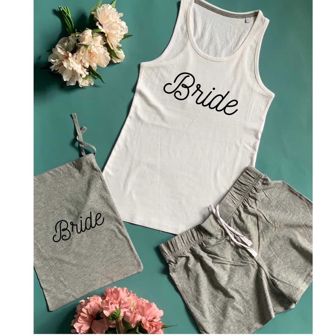 Personalized Bride Grey Pajama Set for Hen Party or Bachelorette, Grey ...