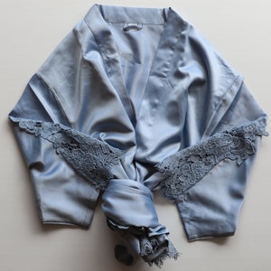 Light Blue Silk Bridal Robe - Bridesmaid Gown - Wedding Robes ...