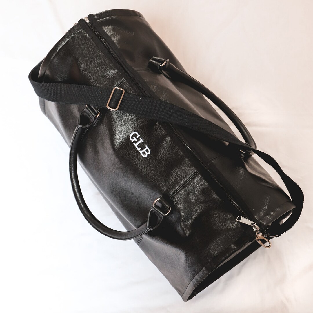 Personalized Weekender Bag, Faux Leather Suit Bag, Mens Monogrammed Bag ...