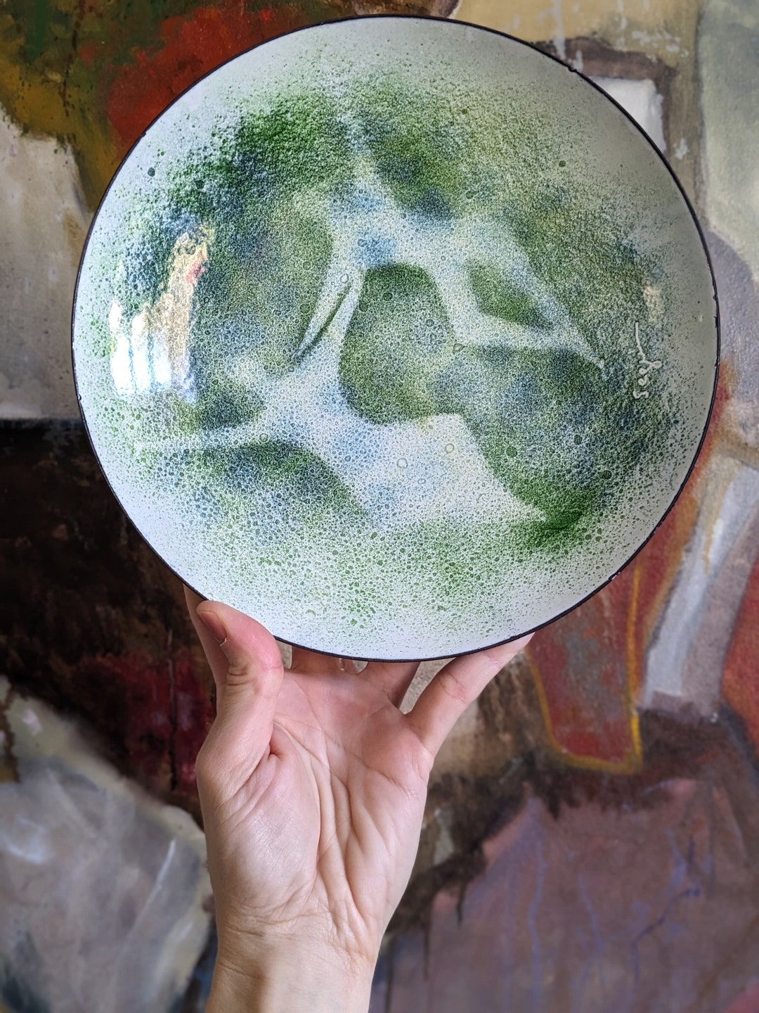 Gorgeous Enamel Metal Copper Bowl / Dish Trinket Dish Enamel Dish ...