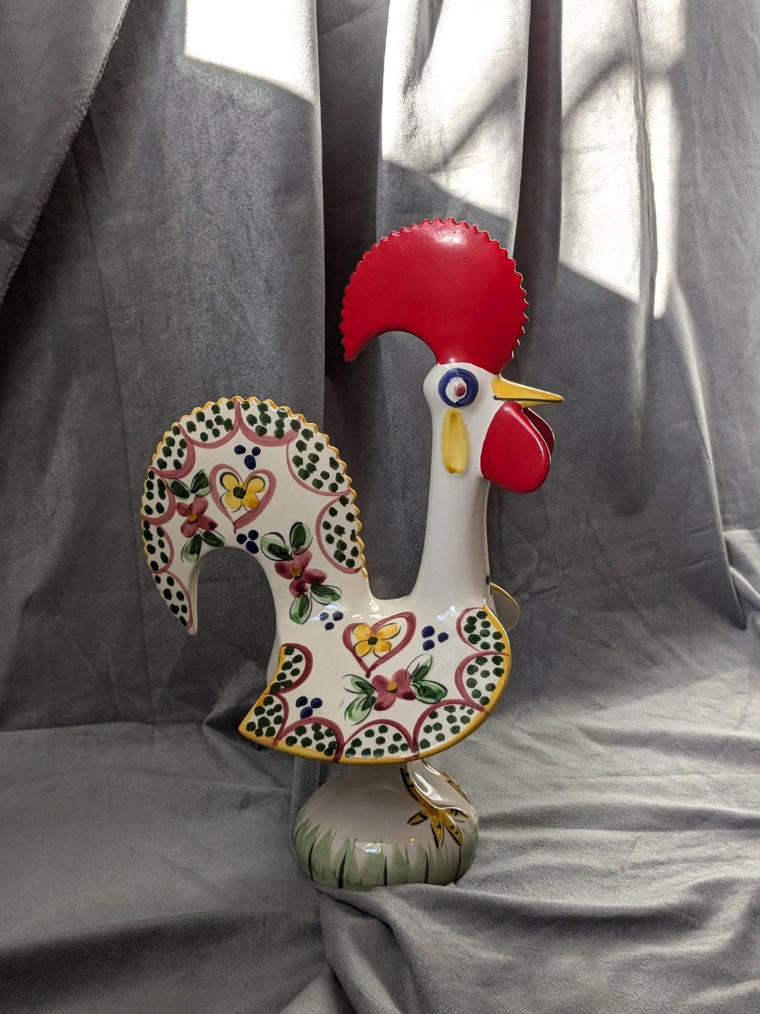 Vintage Portugal Hand Painted Rooster Figurine / Portuguese Farmhouse ...