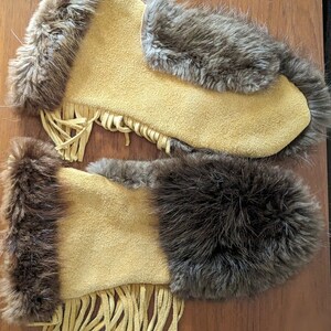 Vintage First Nations / Native American Fringed Gauntlet Mitts Gloves ...