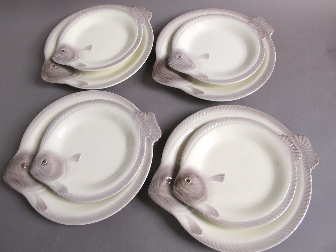 Set of 8 Fish Plates, West Germany Pottery Fish Plate, Waechtersbach ...