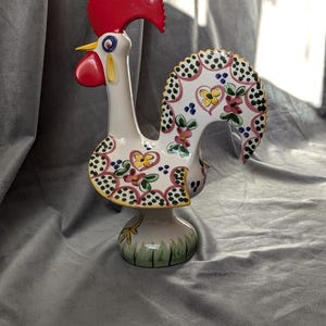 Vintage Portugal Hand Painted Rooster Figurine / Portuguese Farmhouse ...