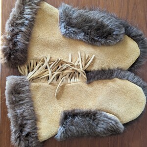 Vintage First Nations / Native American Fringed Gauntlet Mitts Gloves ...