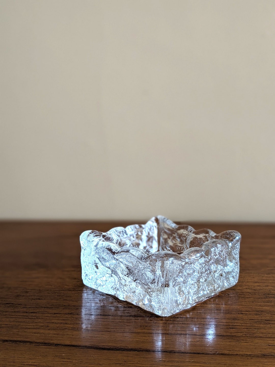 Vintage Mid Century Glass Dish / Ring Dish / Ashtray / Glass Accent ...