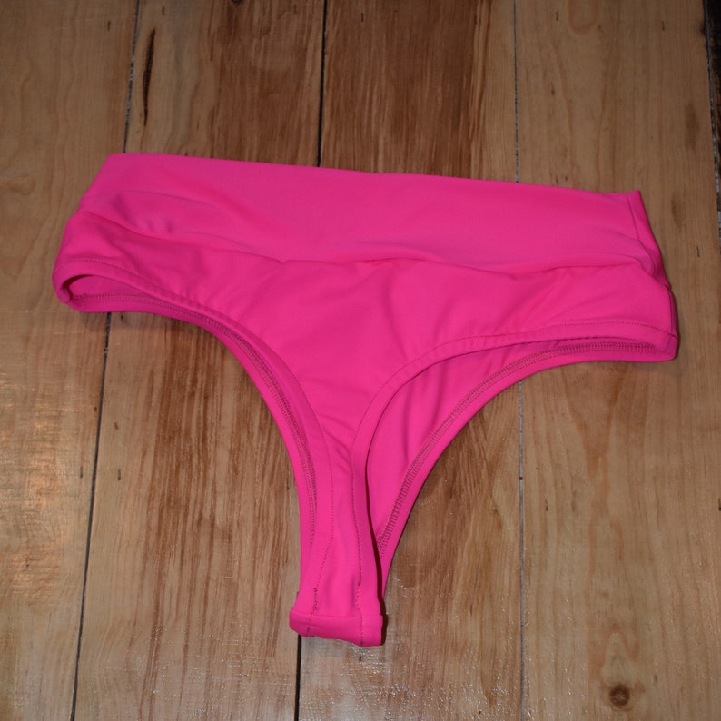 Neon Lime Green High Waist Thong Bikini Bottoms Etsy