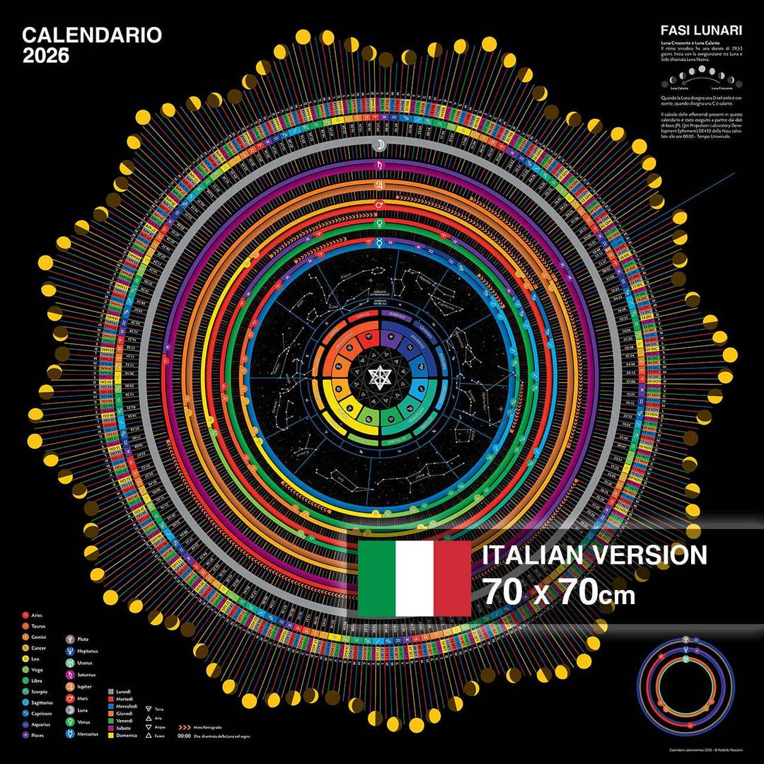 Lunar Astronomical Calendar 2026 [ITALIAN Version] - Moon Phases ...