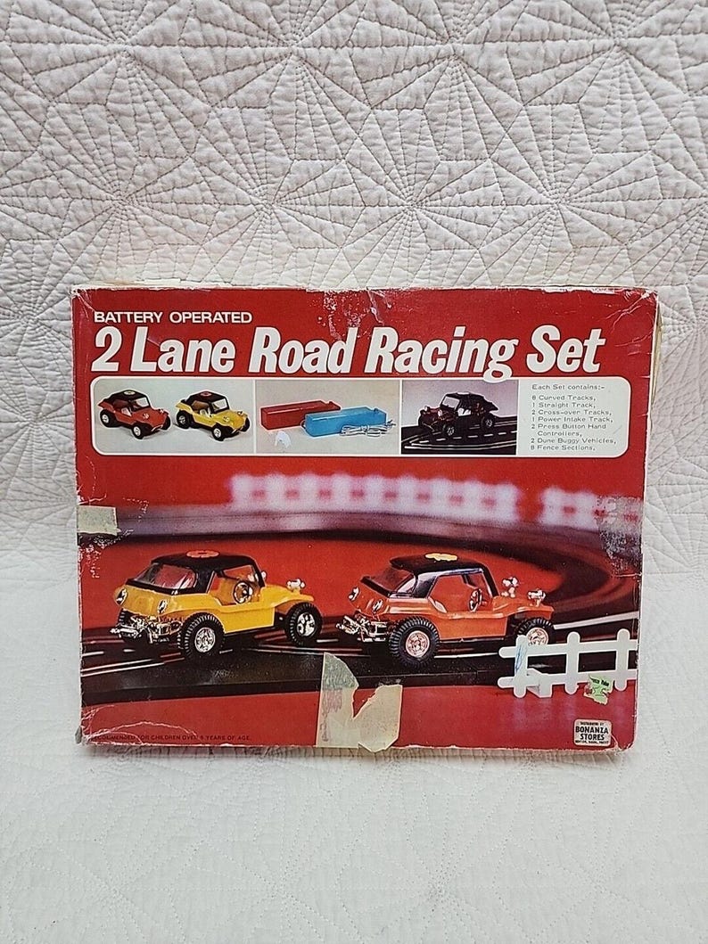 Vintage 1960's Dune Buggy Road Race Slot Car Set N Original Box PARTS ...