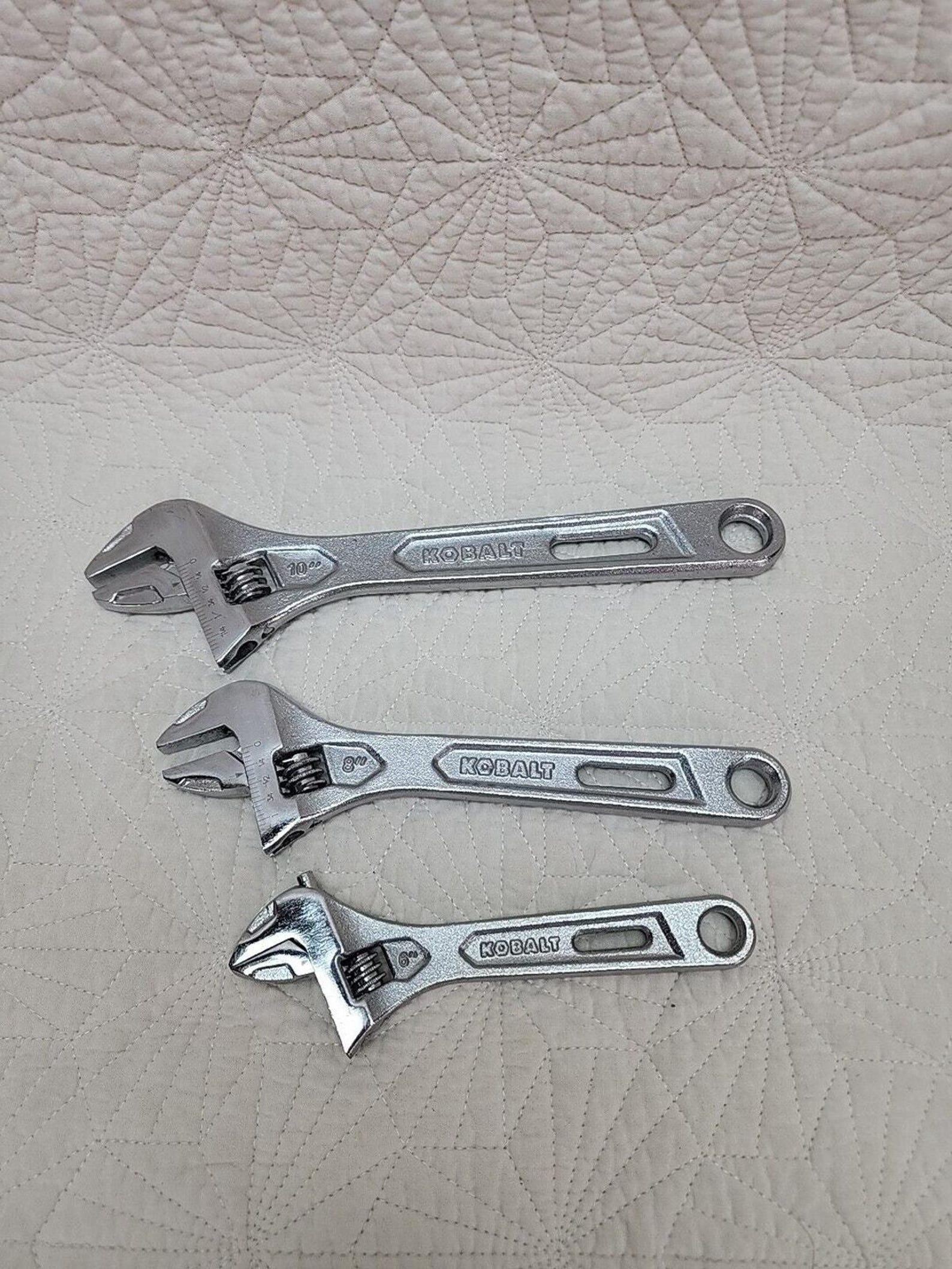 Set of 3 - KOBALT 6" 8" 10" Adjustable Wrenches - Mechanics Standard ...