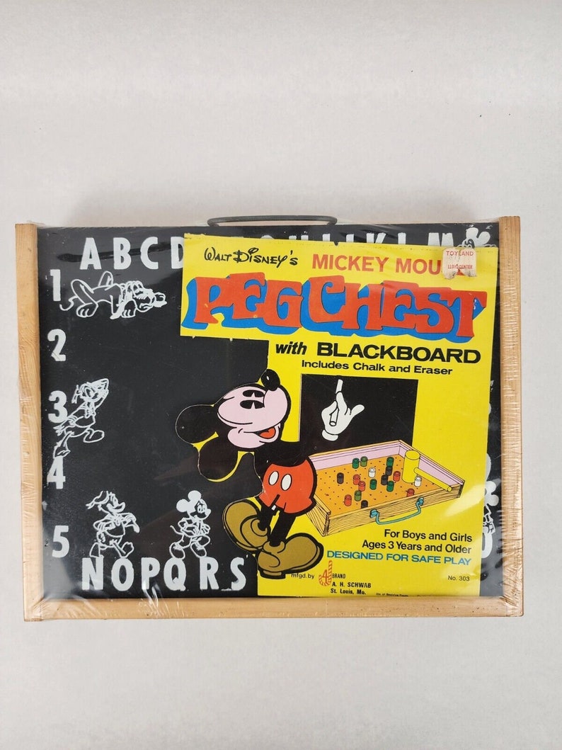 Walt Disney's Mickey Mouse Peg Chest With Blackboard Includes Chalk and ...