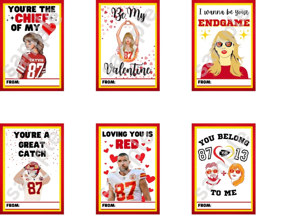 Travis Kelce & Taylor Swift Valentines Day Cards Digital Print - Etsy