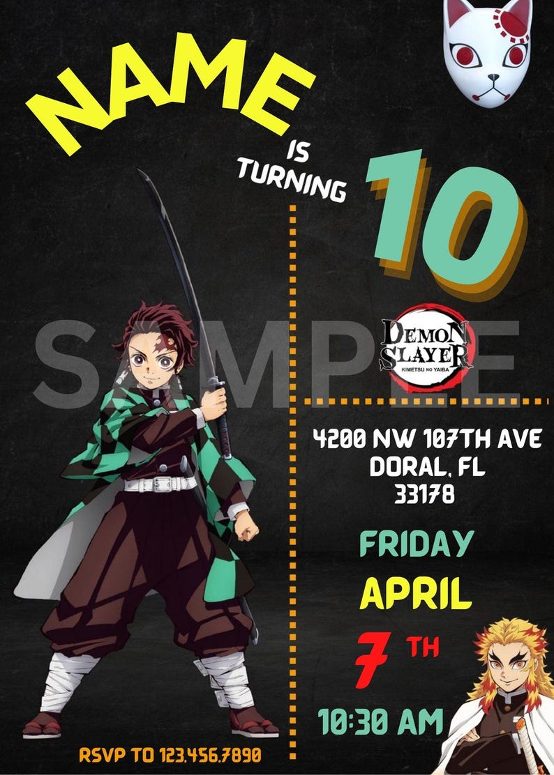 Anime Theme Digital Invitation and Thank You Cards Editable - Etsy