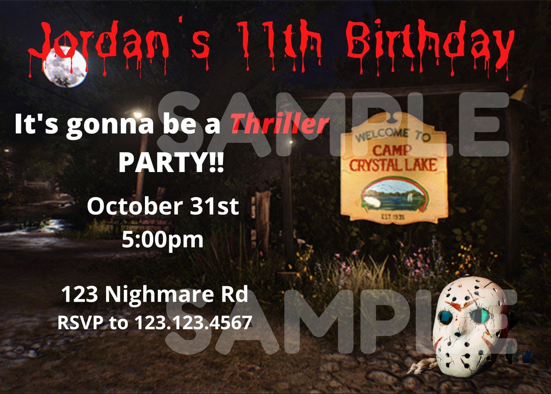 Jason Friday the 13th Invitation Digital Download - Etsy