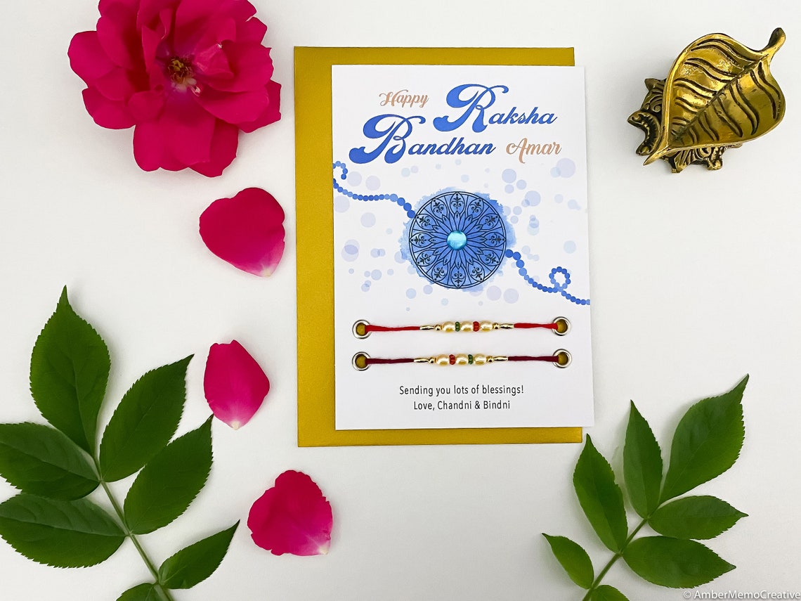 Handmade Personalised Rakhi Card With Name and 1 Rakhi | Raksha Bandhan ...