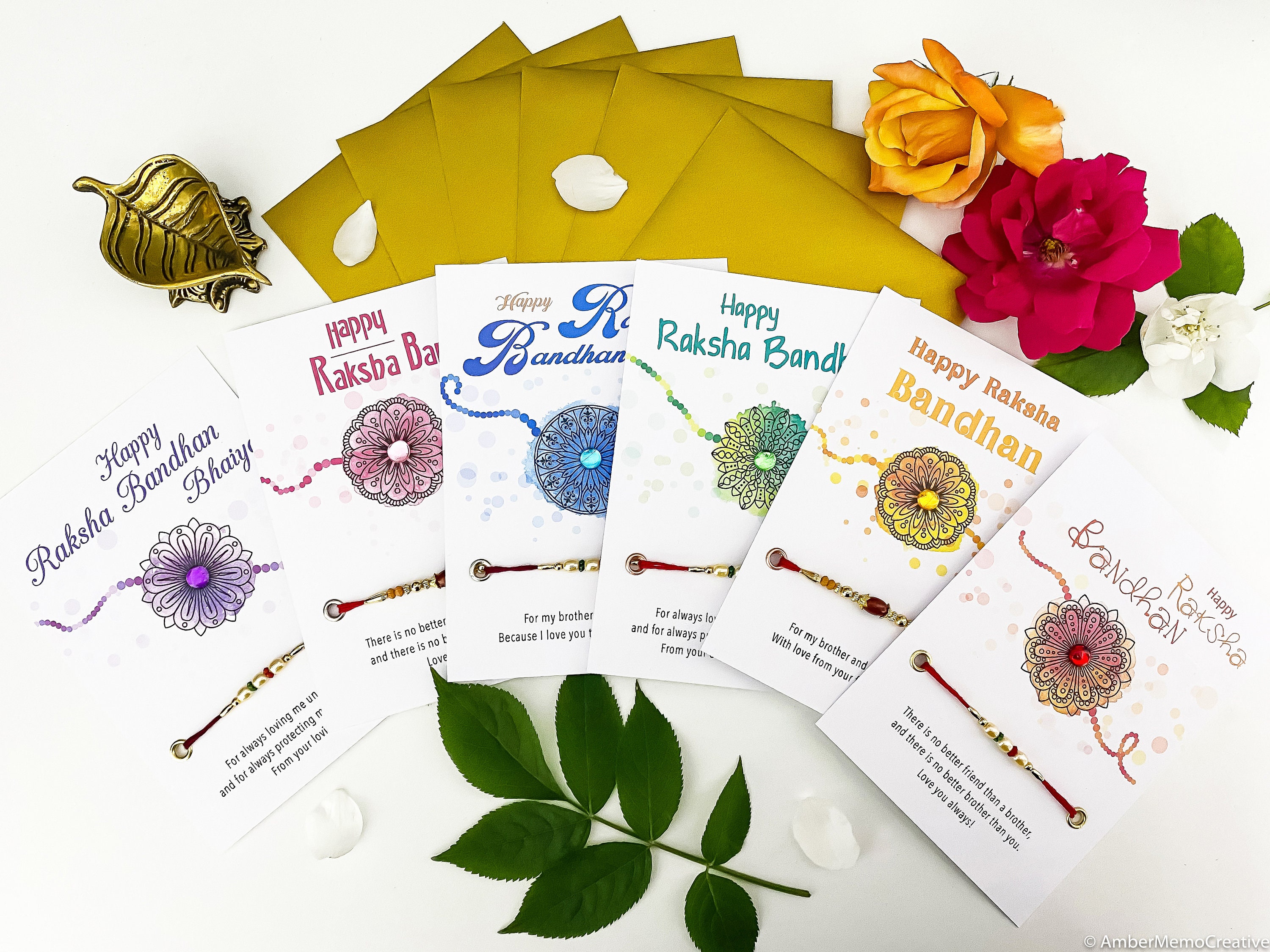 6 Handmade Rakhi Cards with Rakhi Raksha Bandhan Postcards | Etsy