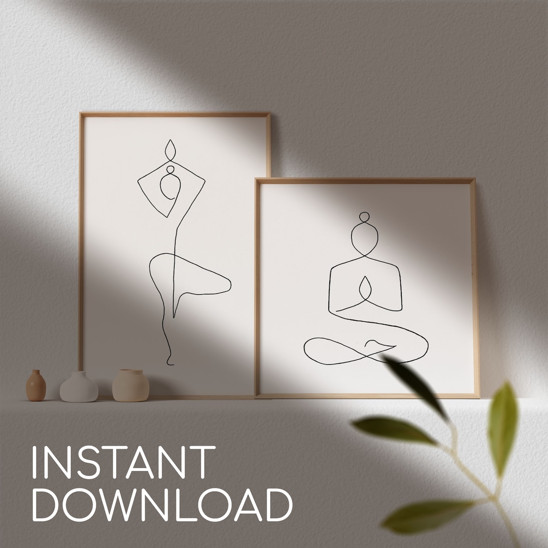 Yoga Poster Downloadable Art Print Set of 2 Piece Yoga Printable Art ...