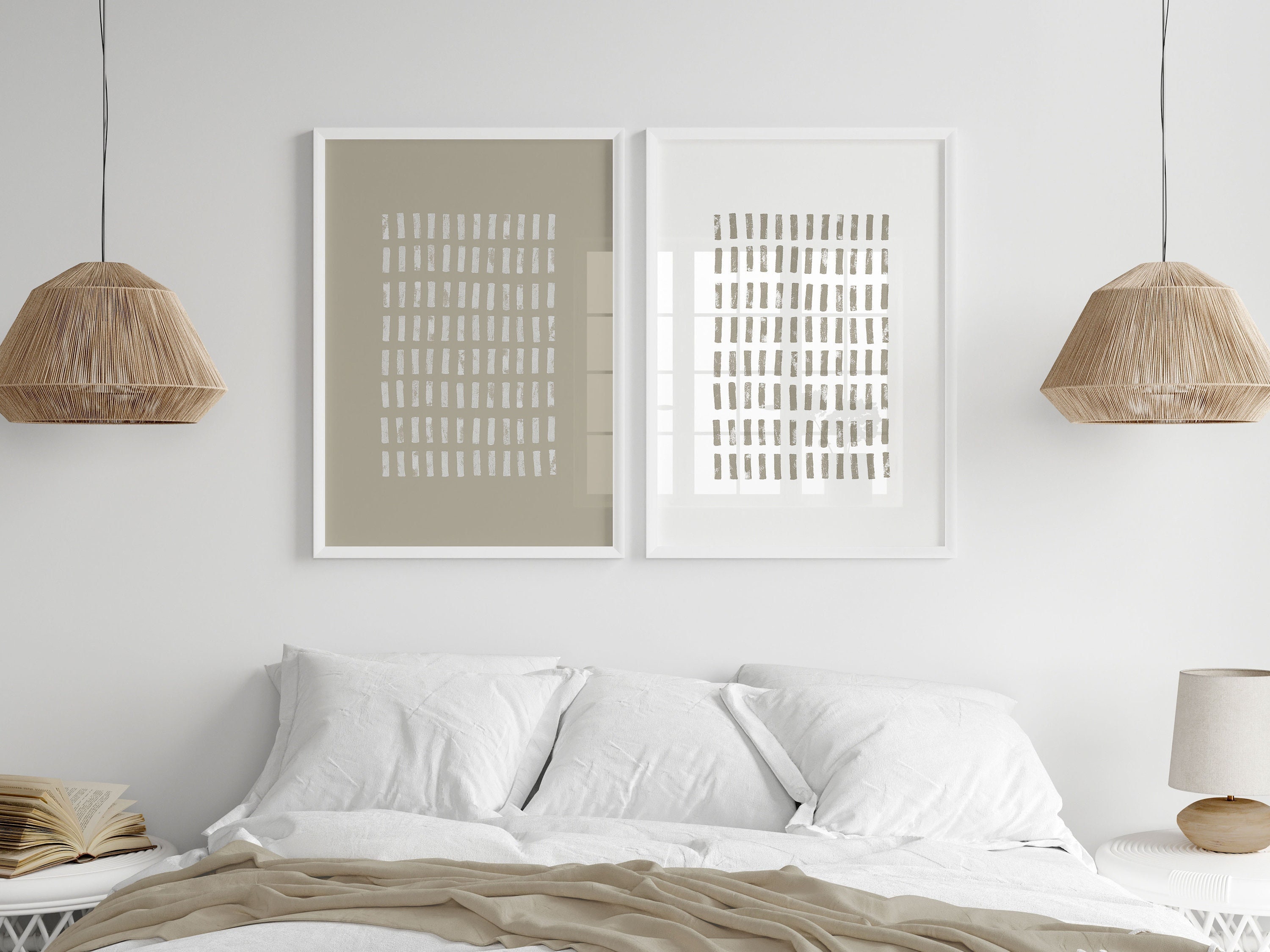 Neutral Office Wall Art Set of 2 Beige Wall Art Japandi Art Print ...