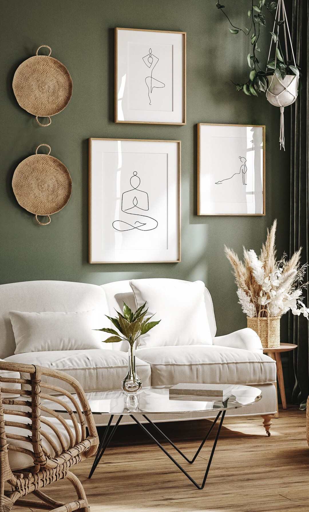 Yoga Pose Posters Set of 3 Yoga Line Drawing Yoga Studio Decor ...