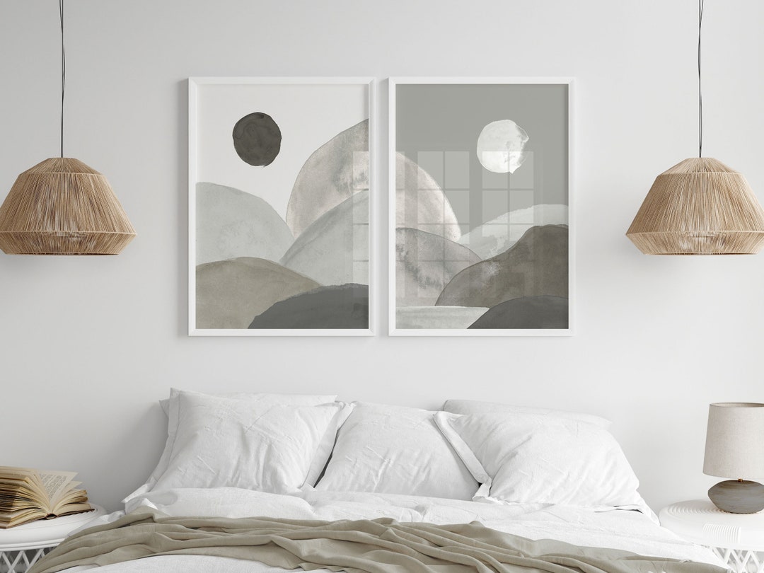Sun and Moon Wall Art Print Set of 2 Sun Moon Paintings Sun Moon Poster ...
