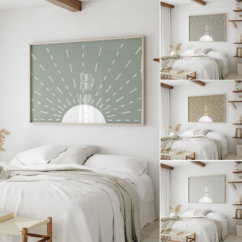 Yellow Boho Wall Art Large Sun Rise Wall Art Sun Set Poster Boho ...