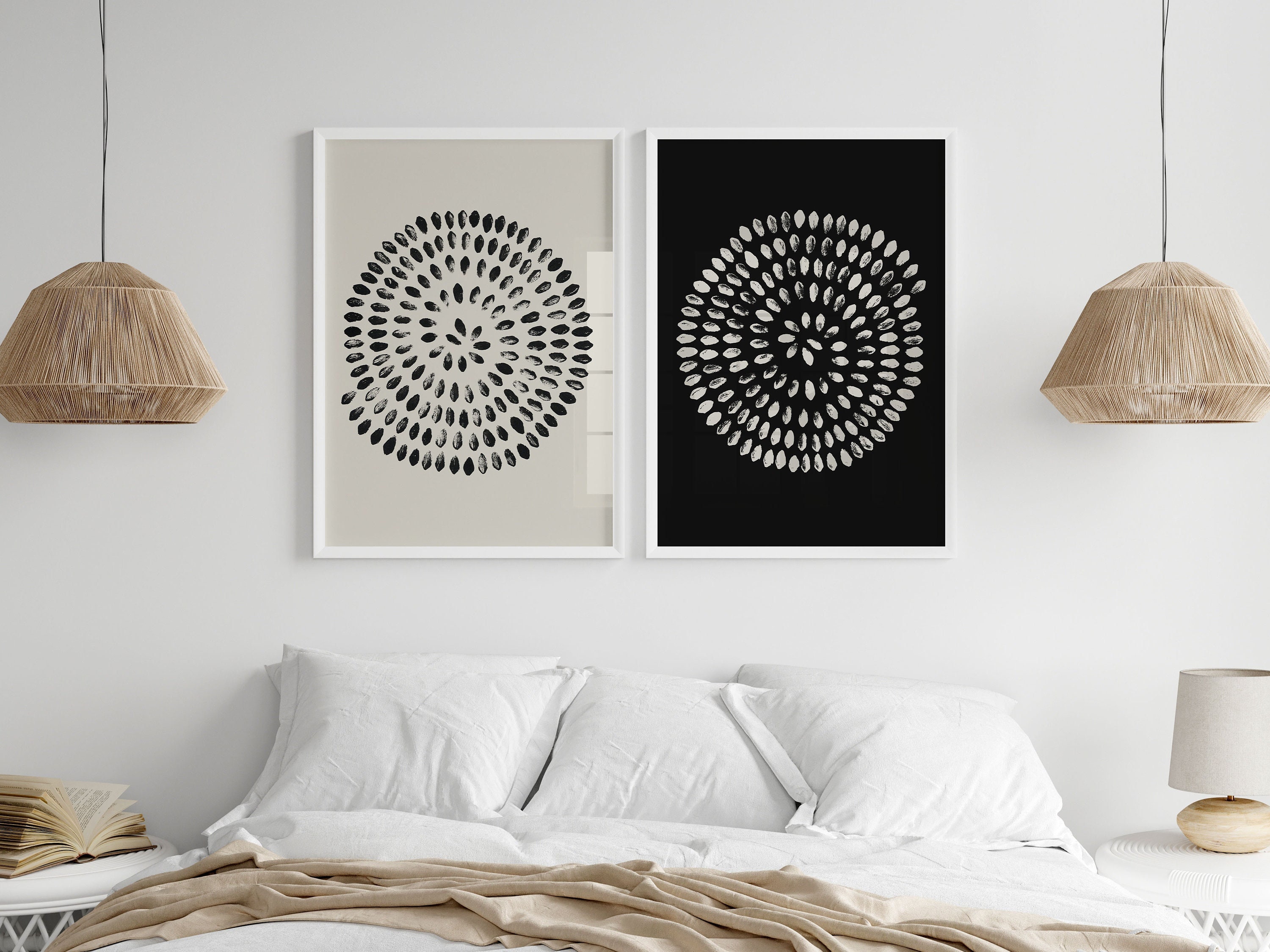 Black Beige Japandi Wall Art Set of 2 Japandi Poster Square Hygge Print Yoga Poster Beige Wabi ...