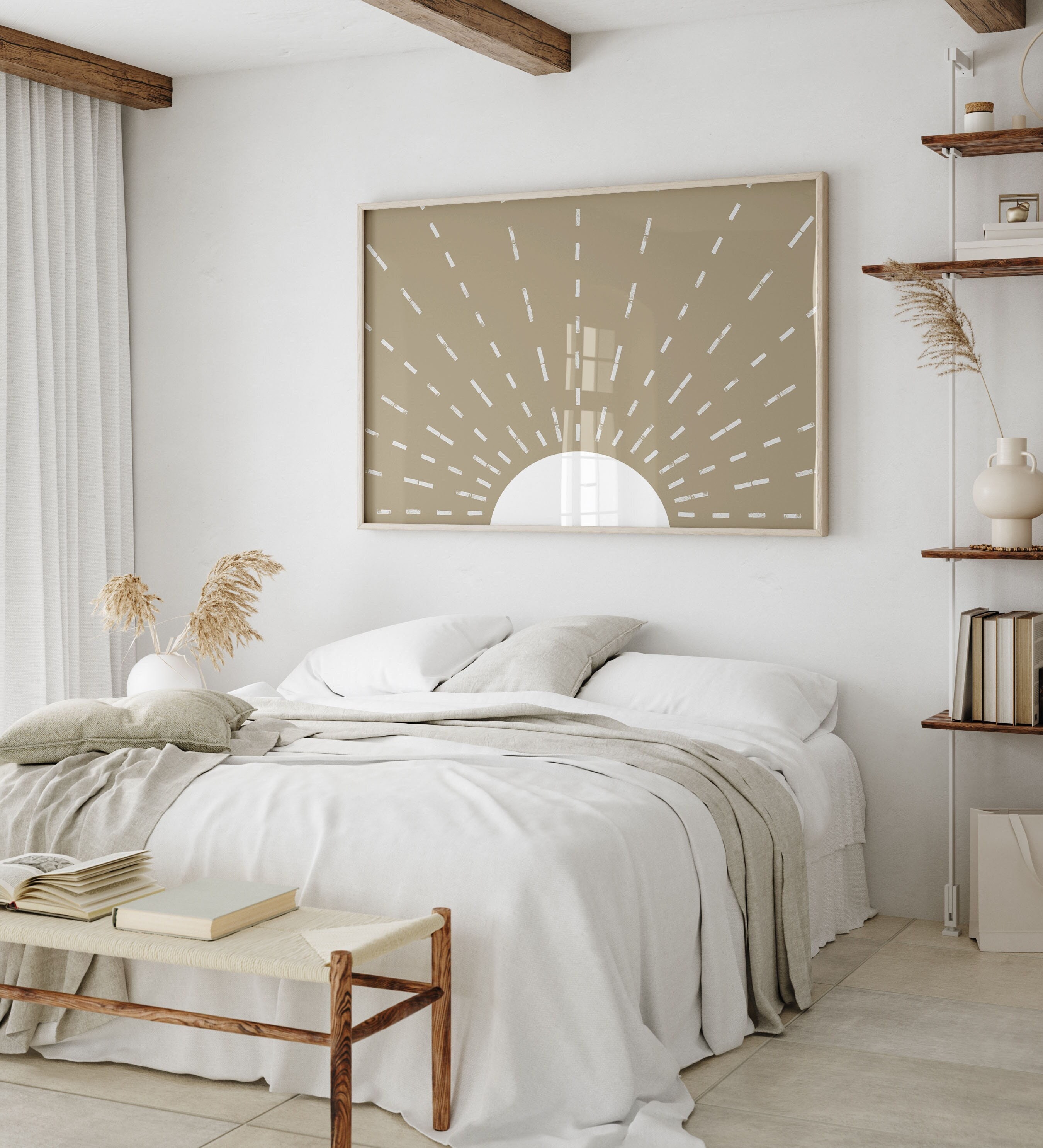Yellow Boho Wall Art Large Sun Rise Wall Art Sun Set Poster Boho ...