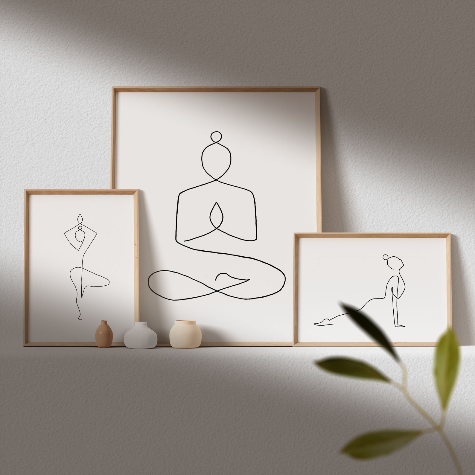 Yoga Pose Posters Set of 3 Yoga Line Drawing Yoga Studio Decor ...