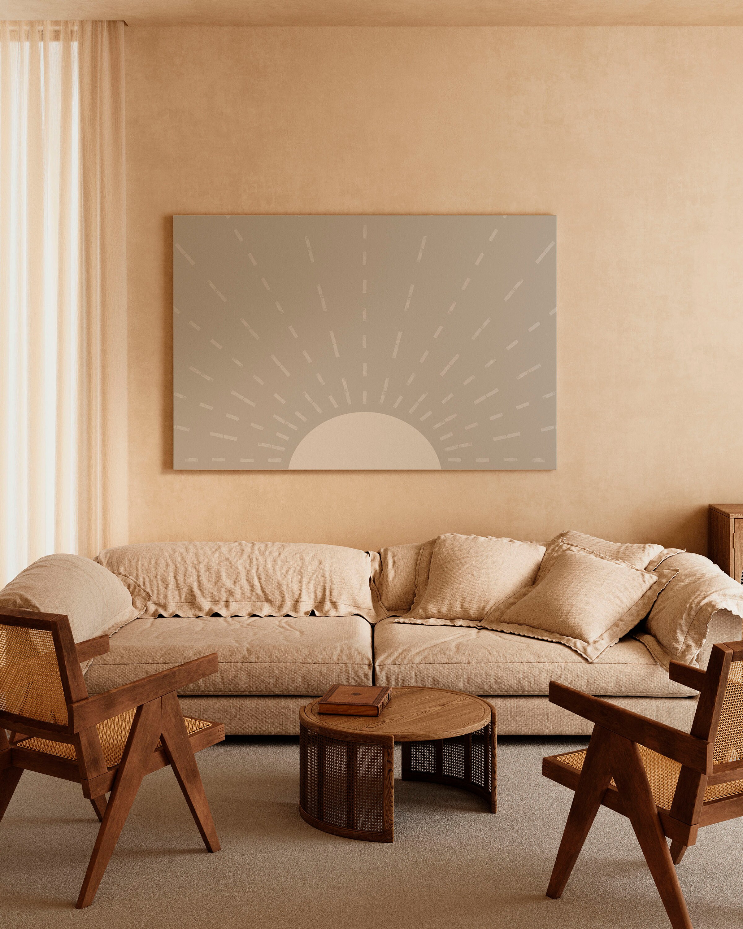 Yellow Boho Wall Art Large Sun Rise Wall Art Sun Set Poster Boho ...