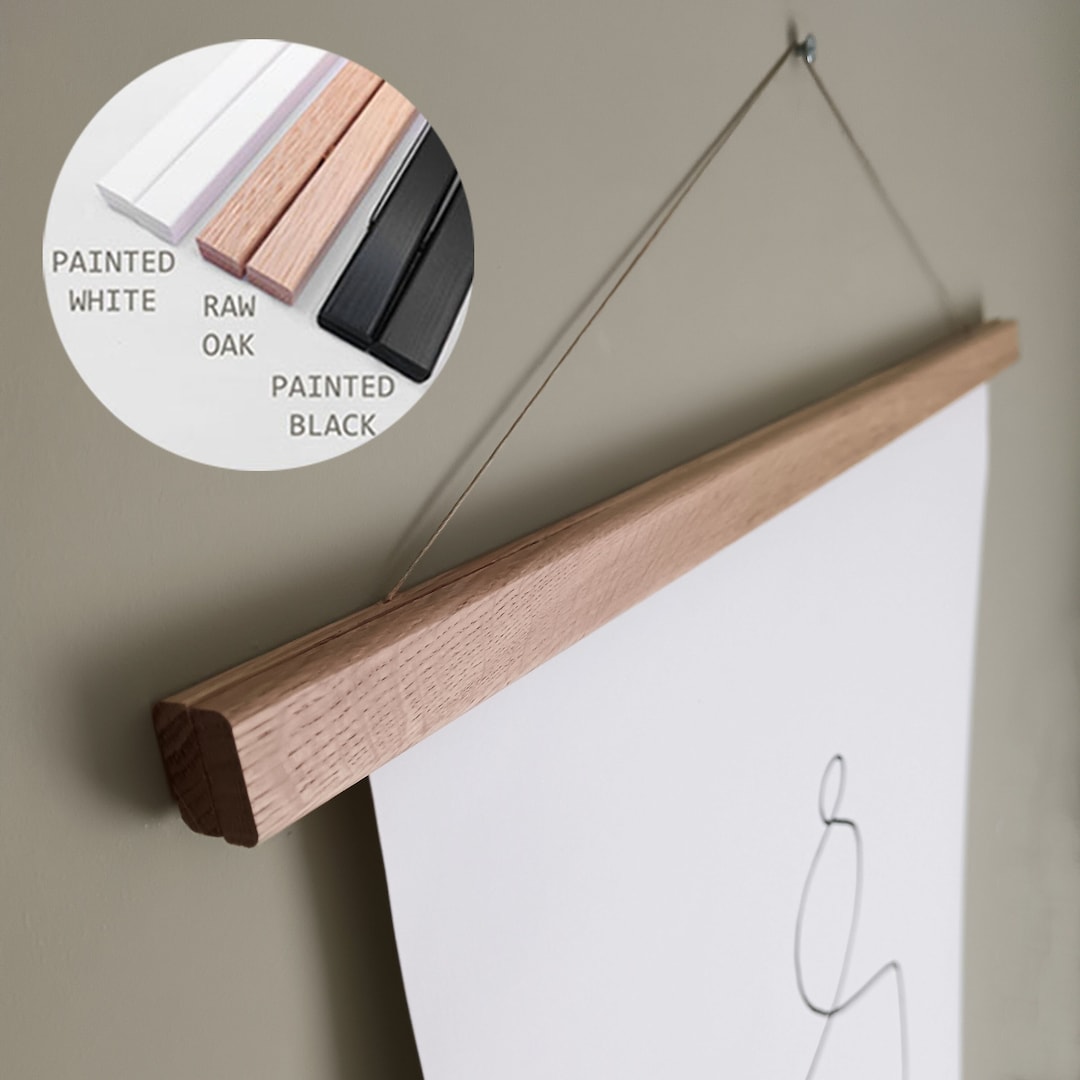 Wooden Picture Hanger Frame Wood Picture Frame Oak Poster Hanging Frame ...