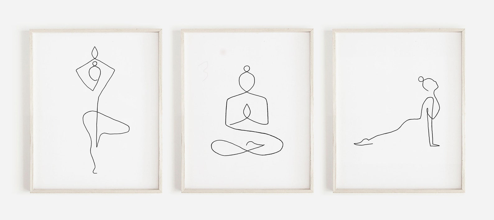 Yoga Pose Posters Set of 3 Yoga Line Drawing Yoga Studio Decor ...