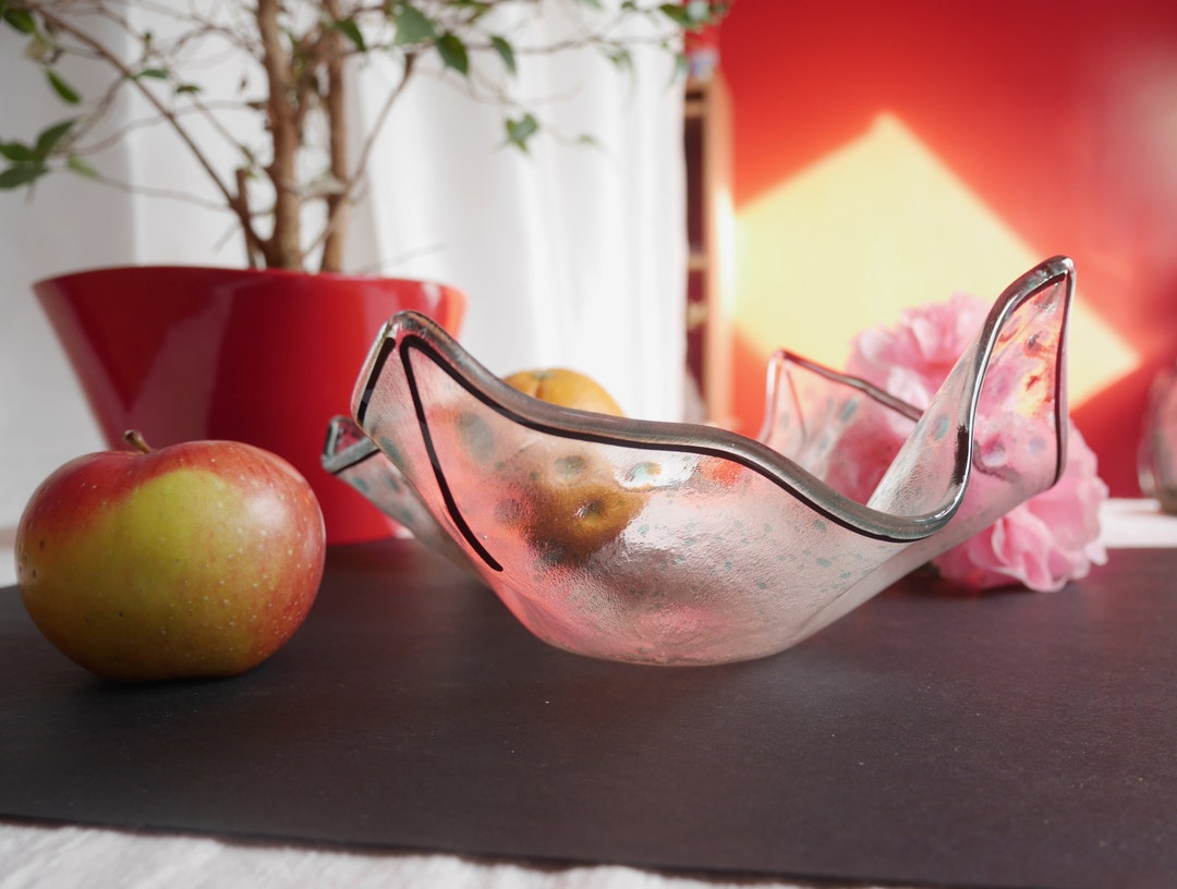 Fused and Slumped Glass Serving Bowl and Its Wooden Box - Etsy