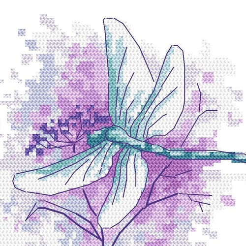 BLUE DRAGONFLY Cross Stitch Pattern approx. 6x - Etsy