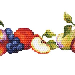 Long Table Runner With Fruit Digital Counted Cross Stitch , Pdf, Hks - Etsy