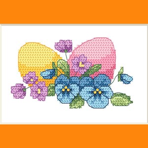2 Easter Cards - Easter Eggs With Flowers- Online Patterns for Cross ...