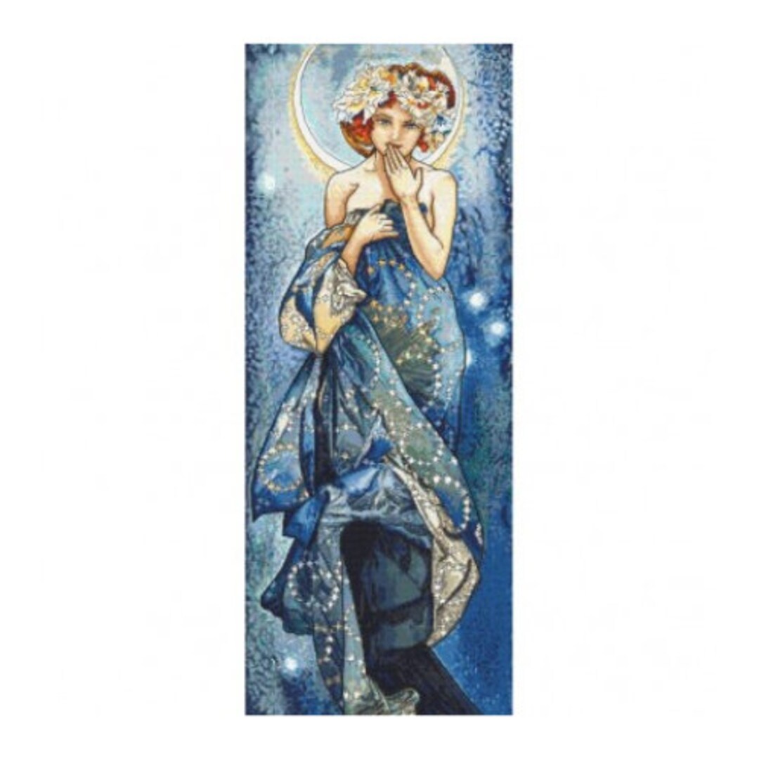 Moon by A. Mucha Digital Counted Cross Stitch - Etsy