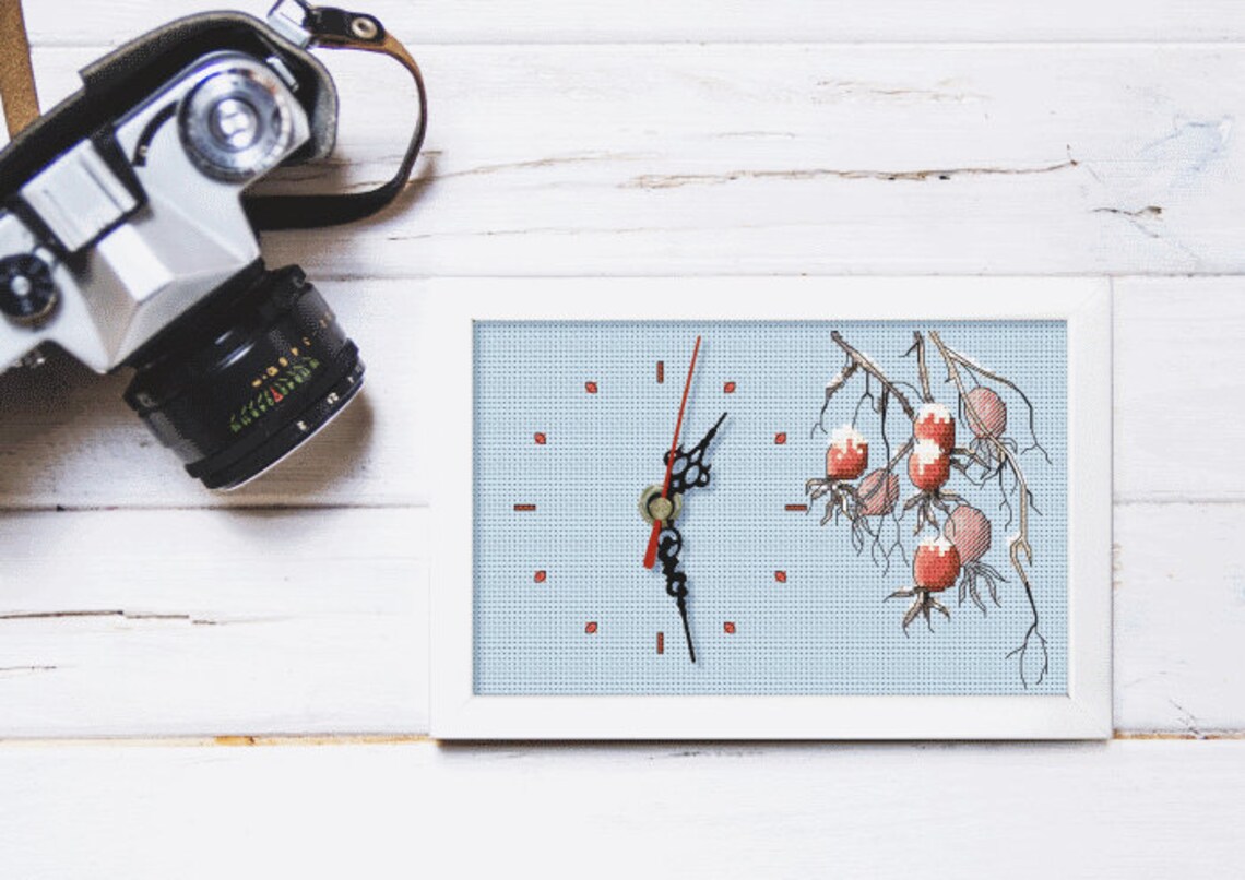Clock Digital Pattern for Cross Stitch Clock With a Branch of | Etsy