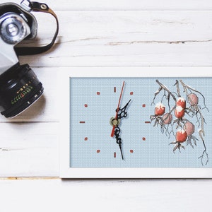 Clock Digital Pattern for Cross Stitch, Clock With a Branch of Wild ...