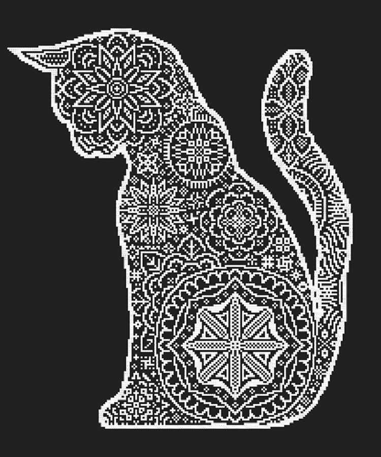 Lace Cat Stitch Pattern Digital Pdf graphics Counted Cross | Etsy