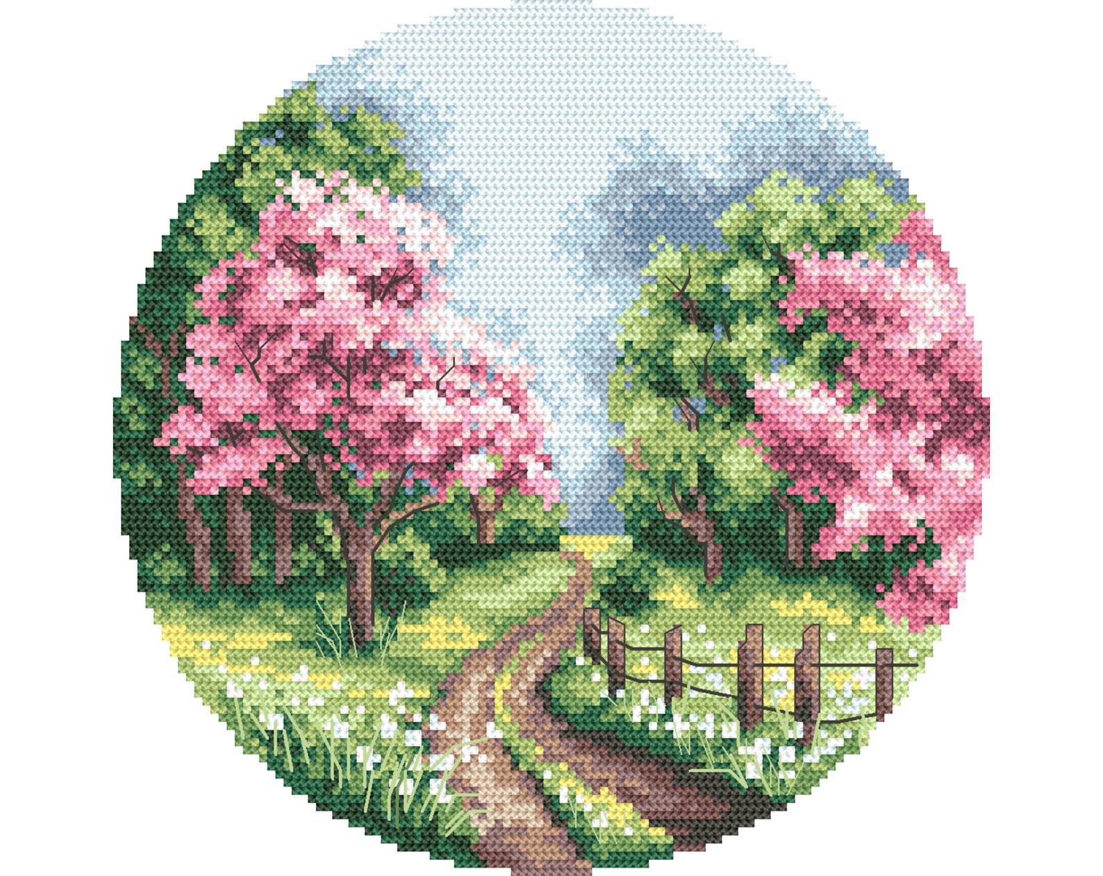 Four Season - Spring Pattern for Cross Stitch, Small Landscape ,pdf ...